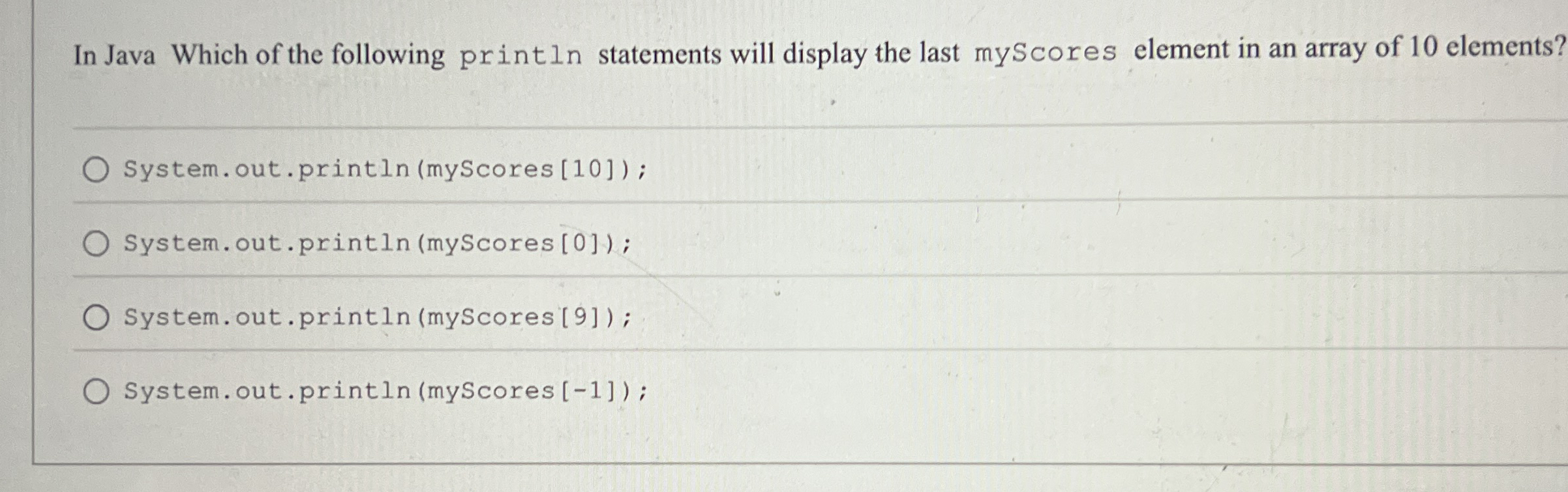 Solved In Java Which of the following println statements | Chegg.com