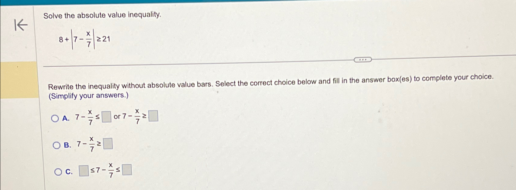 Solved Solve the absolute value | Chegg.com