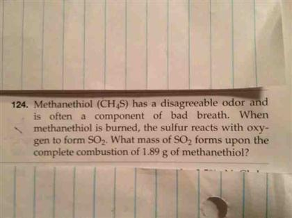 Solved Methanethiol (CH4S) has a disagreeable odor and is | Chegg.com