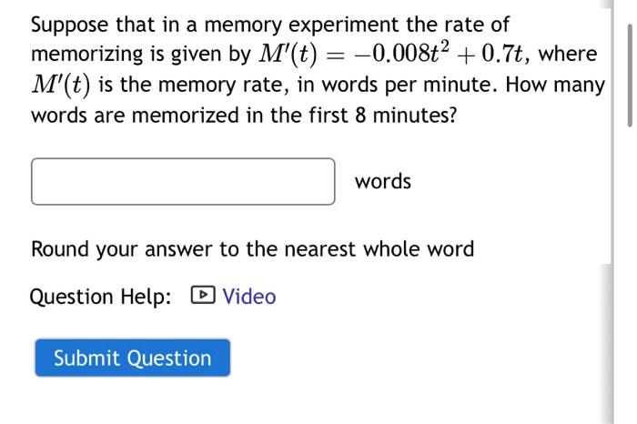 Solved Suppose that in a memory experiment the rate of | Chegg.com