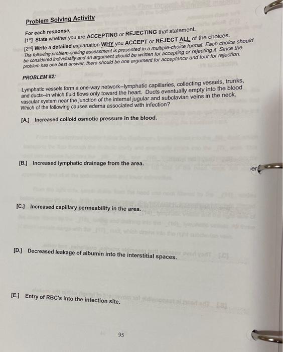 Solved Problem Solving Activity For each response, [115] | Chegg.com