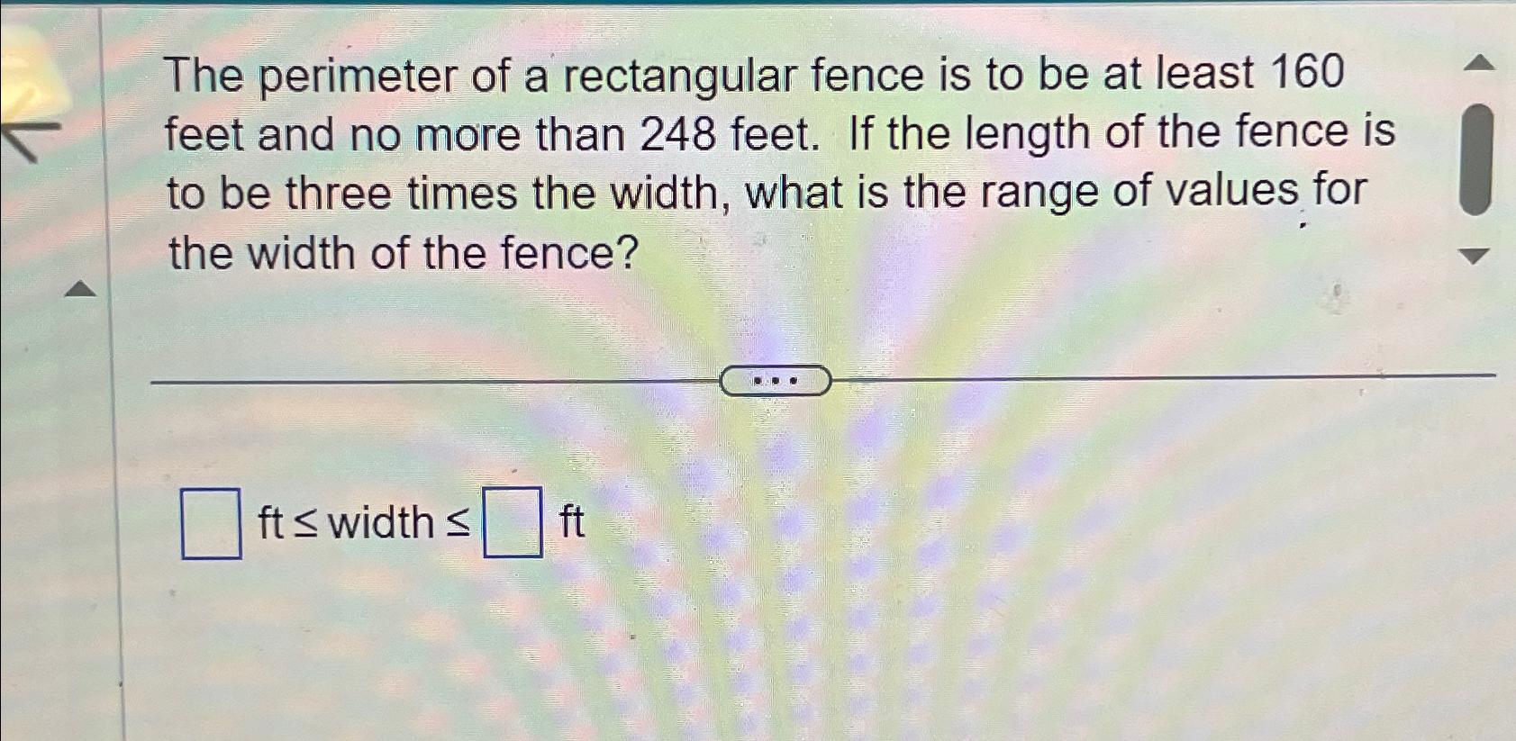 Solved The perimeter of a rectangular fence is to be at | Chegg.com