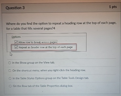 Solved Question 3 1 ﻿pts Where do you find the option to | Chegg.com