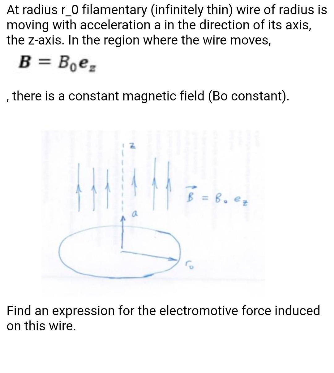 At radius r_0 filamentary (infinitely thin) wire of | Chegg.com