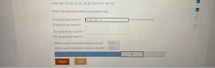 Solved Given list (8,24,25,29,34,43,55,64,87,89,93) Which | Chegg.com