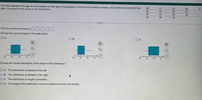 Solved The Five Number Summary Ischoose The Correct 0605