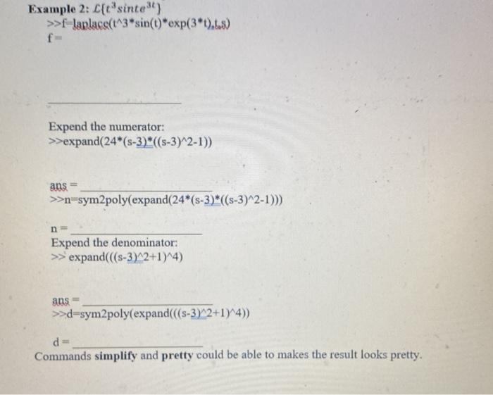 Solved 1. Laplace Transform Octave and MATLAB can do the | Chegg.com