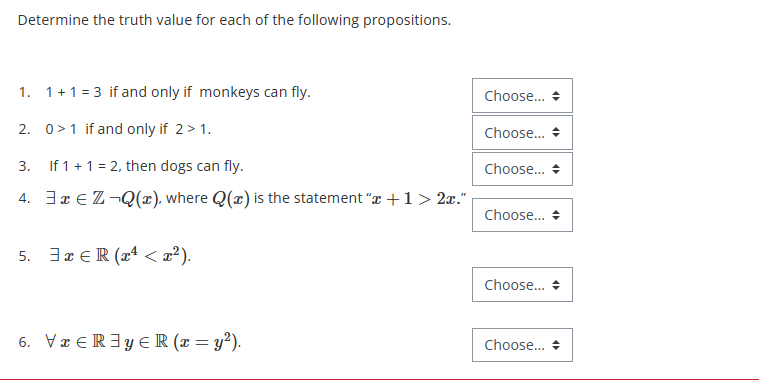 Solved Determine the truth value for each of the following | Chegg.com