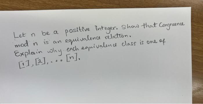 Solved Let N Be A Positive Integer Show That Congruence