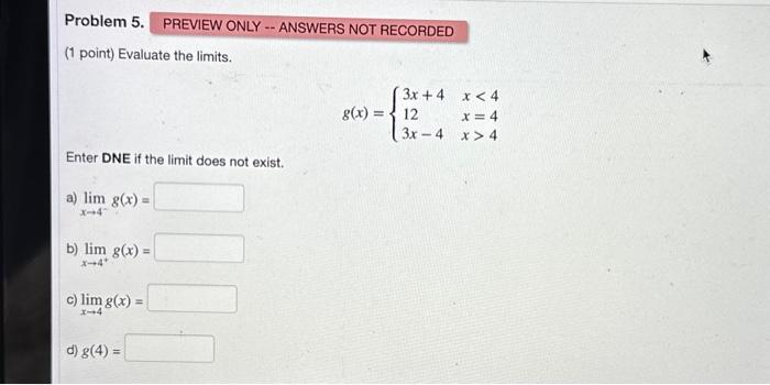 Solved Problem 5. PREVIEW ONLY -- ANSWERS NOT RECORDED (1 | Chegg.com
