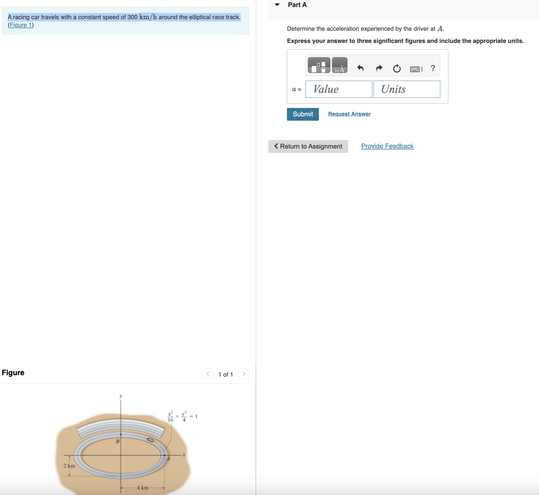 Solved A racing car travels with a constant speed of 300 | Chegg.com
