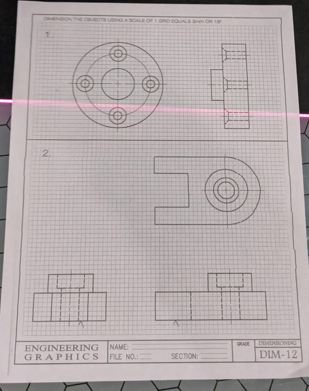 Solved dimension the objects using a scale of 1 grid equals | Chegg.com