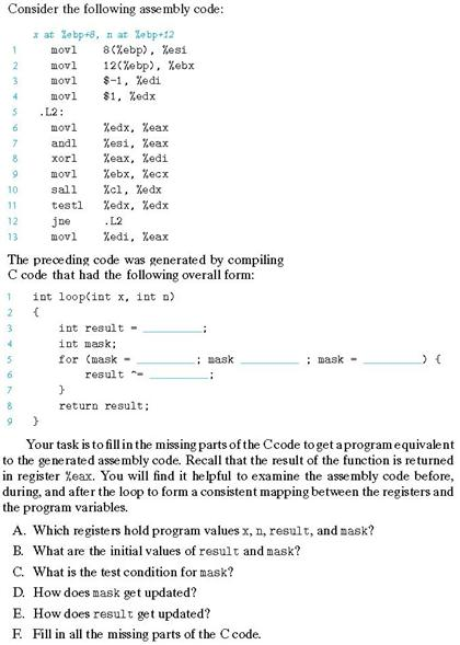 Consider the following assembly code: The preceding | Chegg.com
