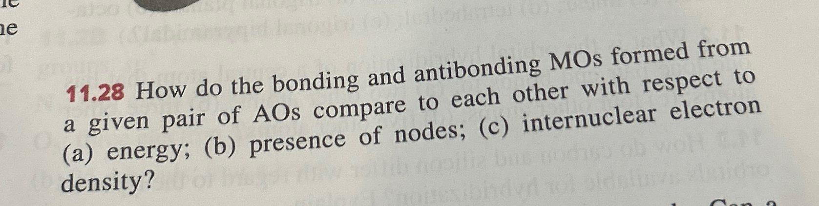 Solved 11.28 ﻿How do the bonding and antibonding MOs formed | Chegg.com