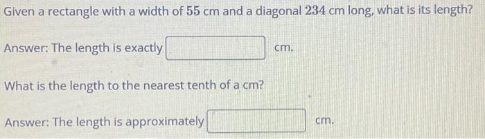 Solved Given a rectangle with a width of 55 cm and a | Chegg.com