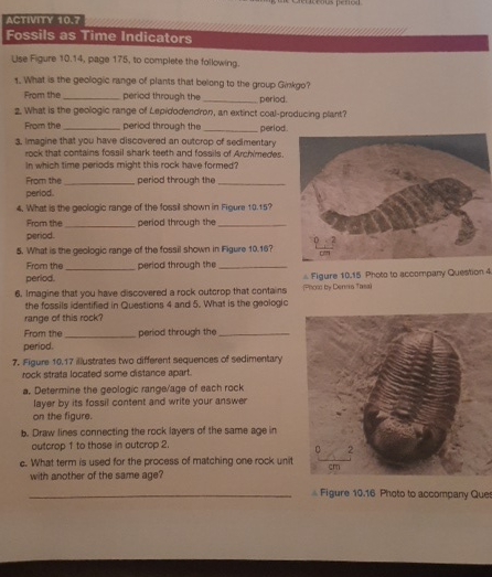Solved ACTIVIT 10.7Fossils as Time IndicatorsUse figure | Chegg.com