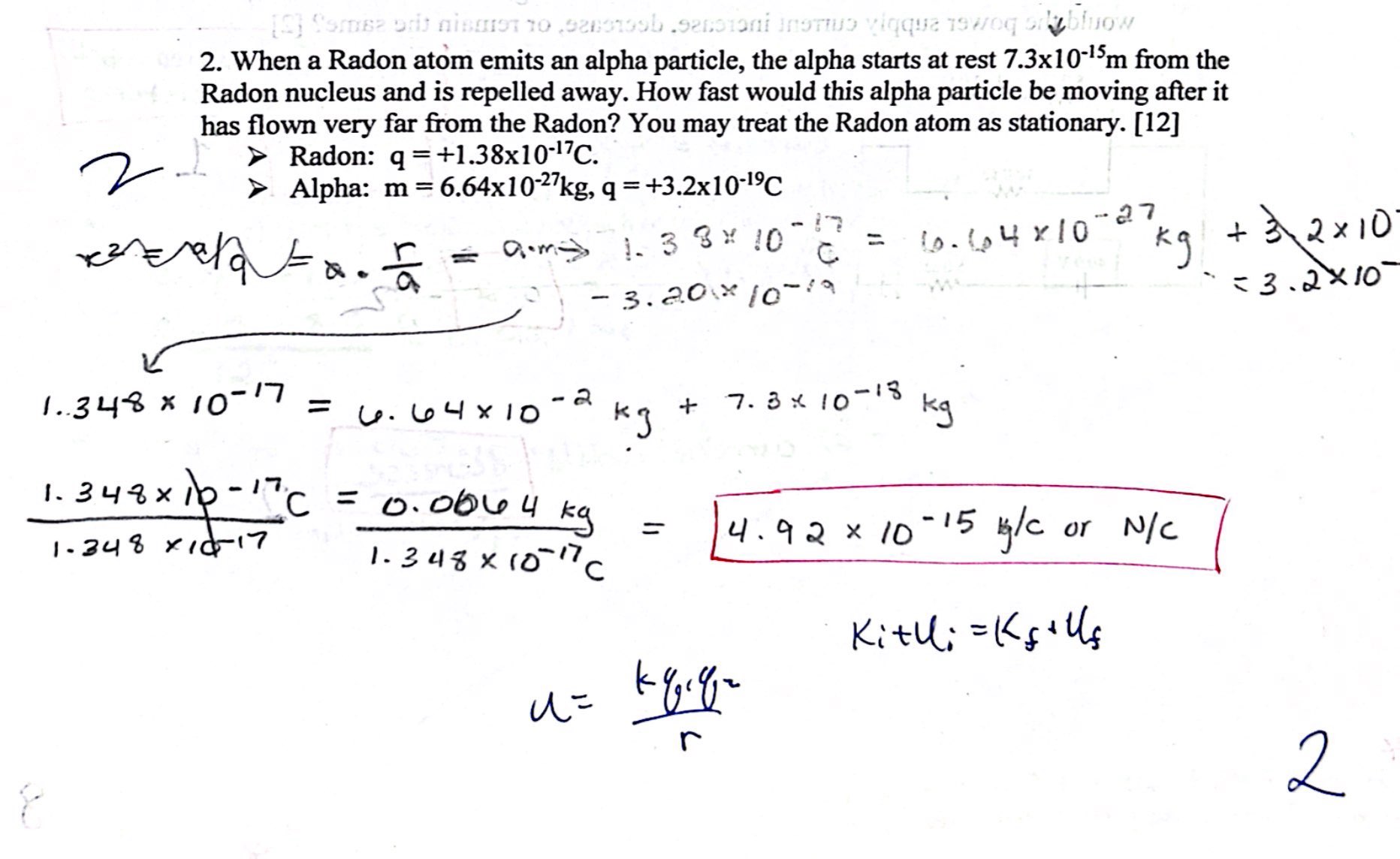 Solved When a Radon atom emits an alpha particle, the alpha | Chegg.com