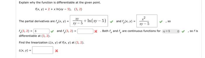 Solved Explain why the function is differentiable at the | Chegg.com