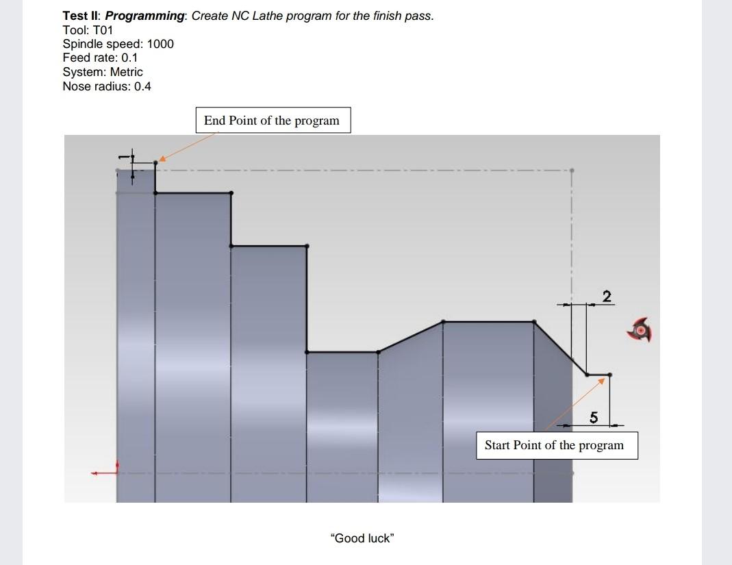 Solved Test II: Programming: Create NC Lathe program for the | Chegg.com
