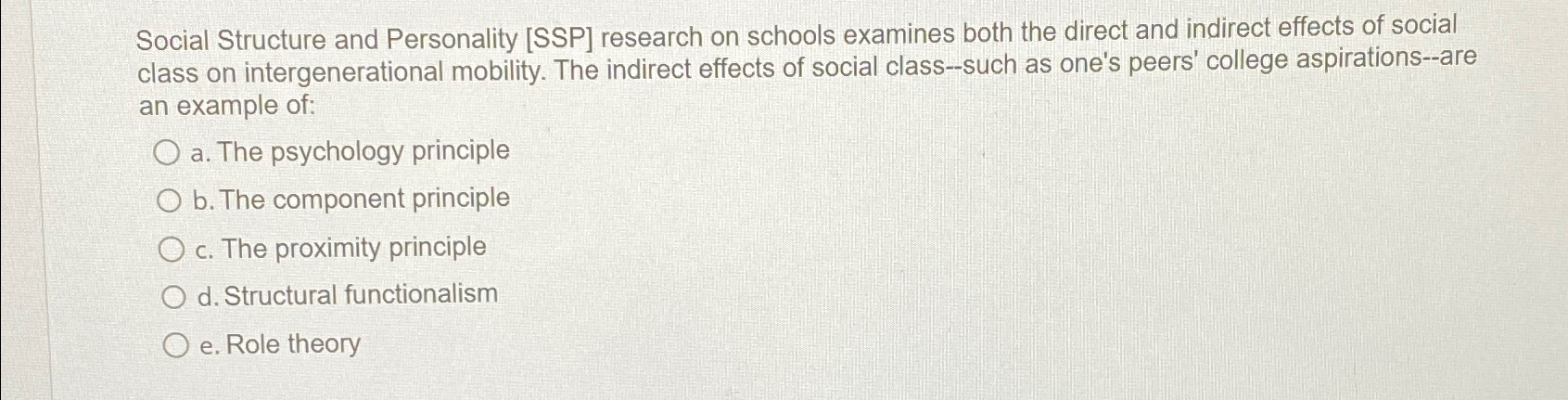 Solved Social Structure and Personality [SSP] ﻿research on | Chegg.com
