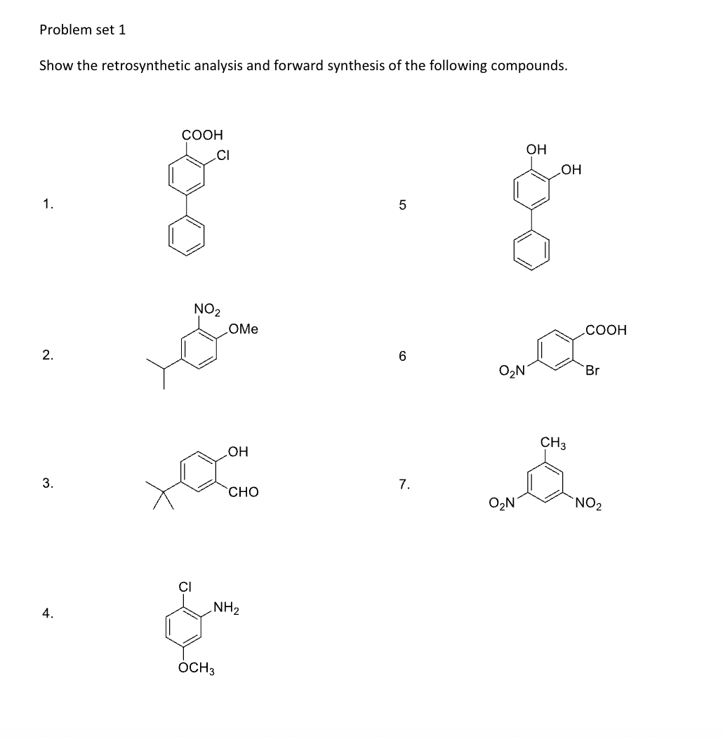 Problem set 1Show the retrosynthetic analysis and | Chegg.com