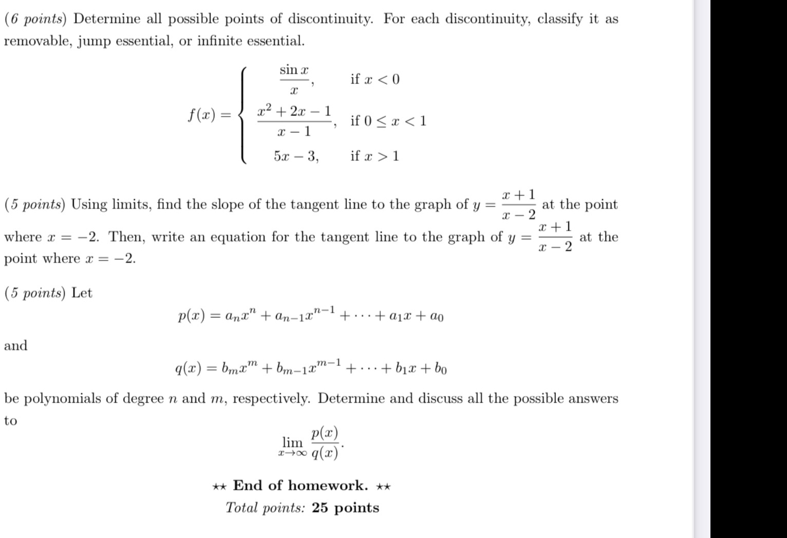 Solved (6 ﻿points) ﻿Determine all possible points of | Chegg.com