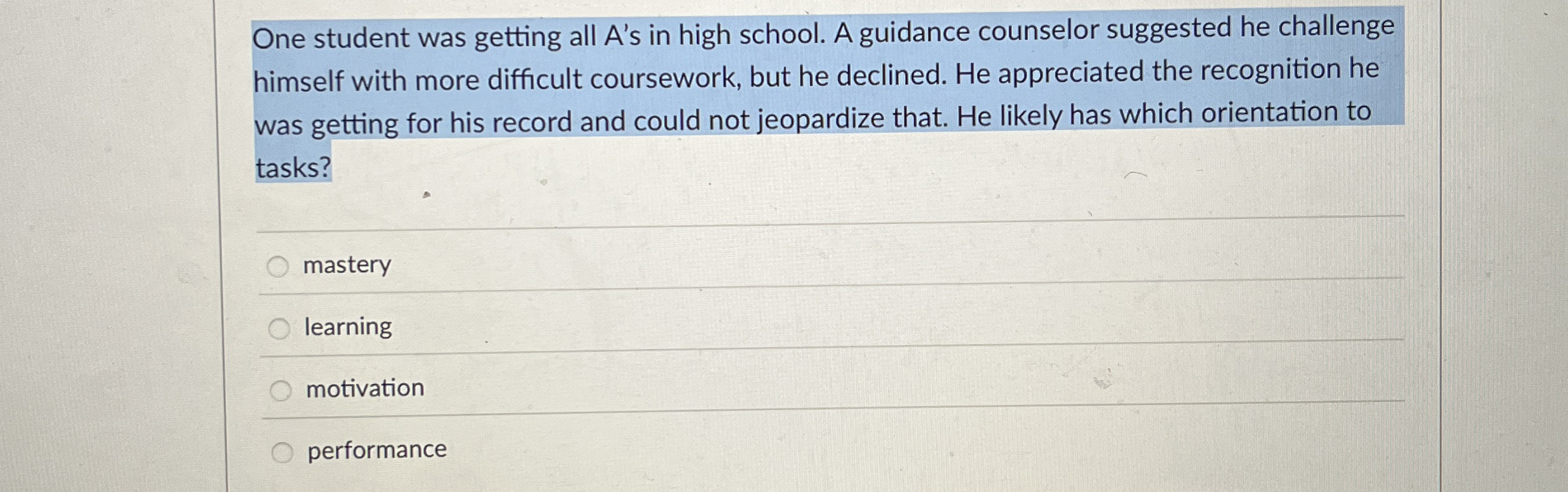 Solved One student was getting all A's in high school. A | Chegg.com