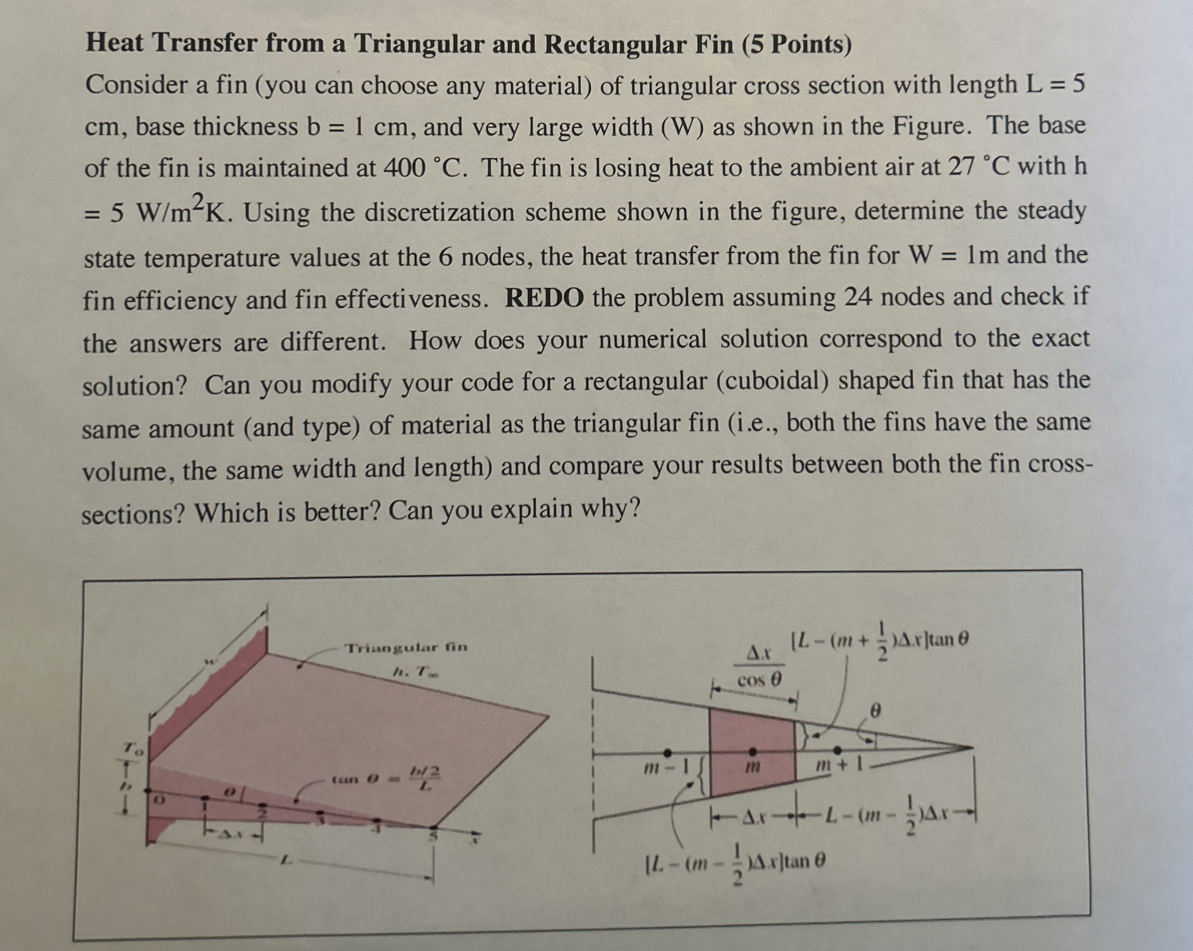 Solved Heat Transfer from a Triangular and Rectangular Fin | Chegg.com