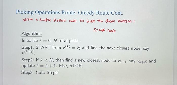 Solved Greedy Route: Example Question. Find the order | Chegg.com