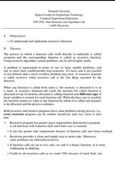 Solved Yarmouk University Hijawi Faculty for Engineering | Chegg.com