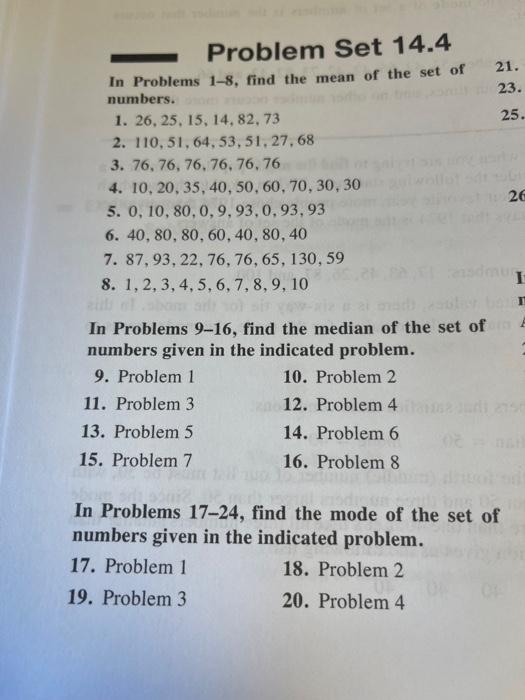 Solved In Problems 9-16, find the median of the set of | Chegg.com