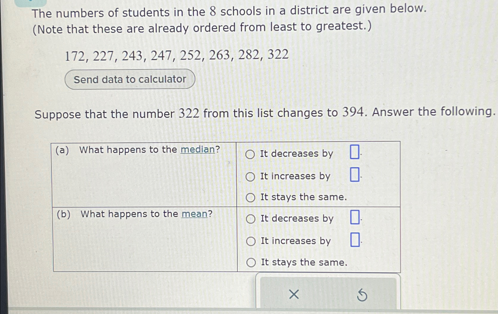 Solved The numbers of students in the 8 ﻿schools in a | Chegg.com