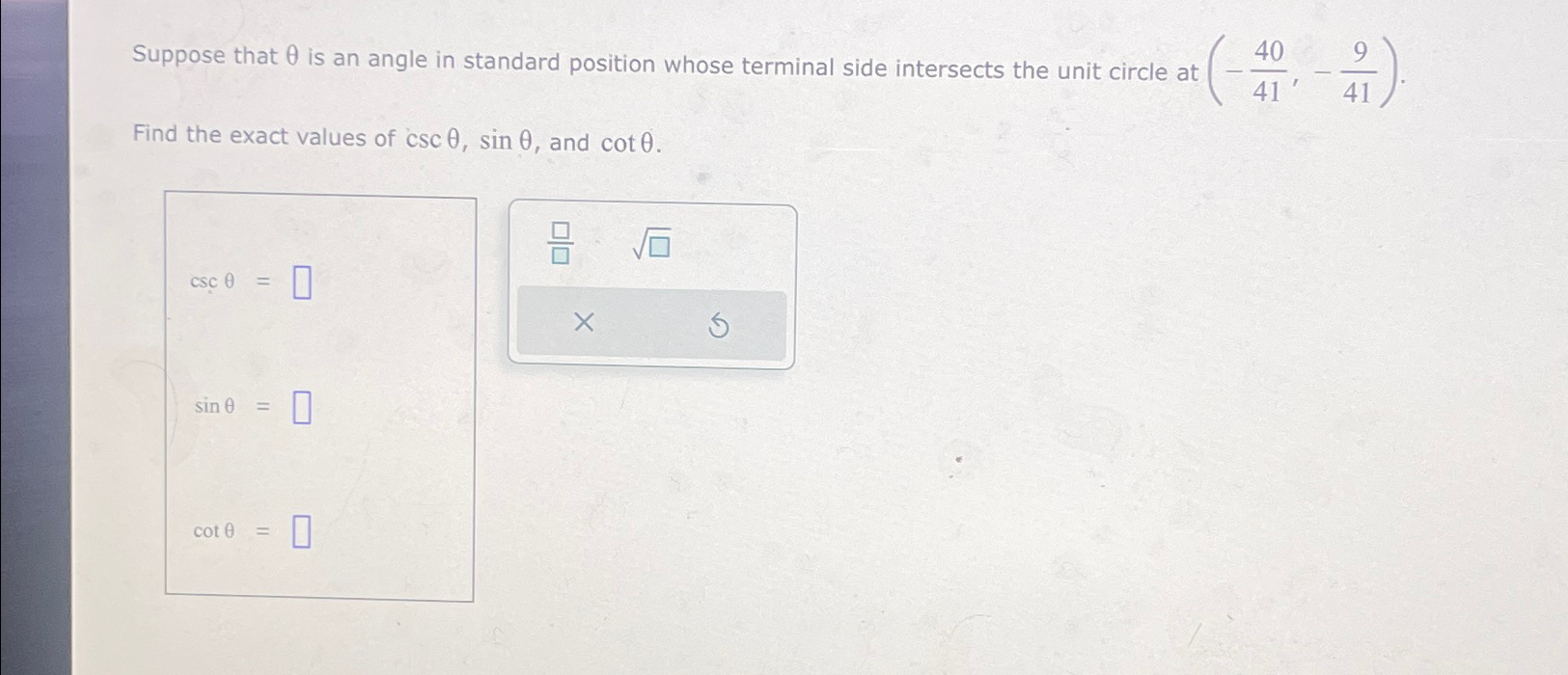 Solved Suppose That θ ﻿is An Angle In Standard Position