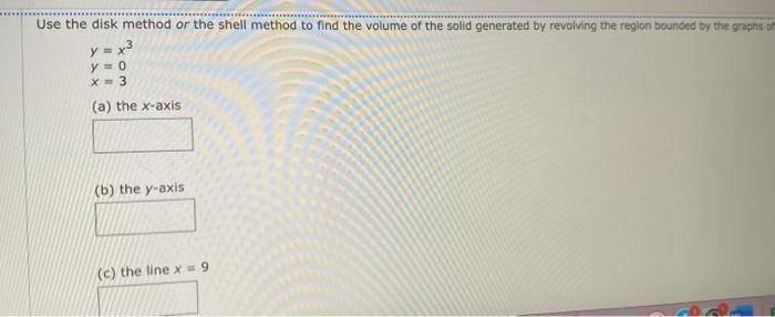 Solved Use the disk method or the shell method to find the | Chegg.com