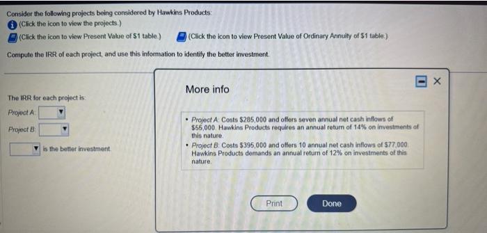 Solved Consider the following projects being considered by | Chegg.com