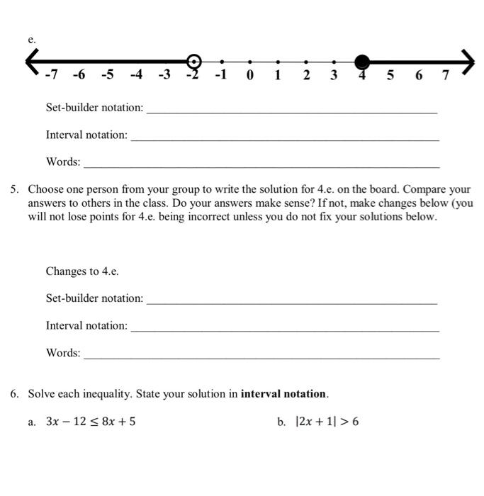 Solved Set Builder Notation Interval Notation Words 5