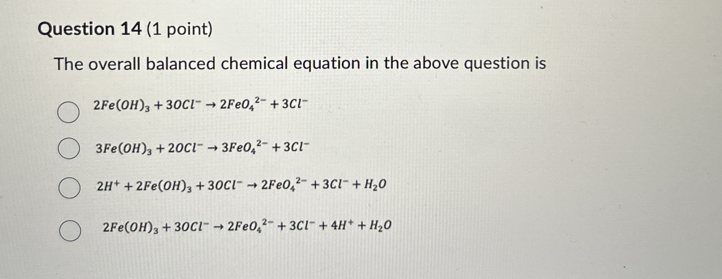Solved Question 14 (1 point)The overall balanced chemical | Chegg.com Solved Question 14 (1 point)The overall balanced chemical | Chegg.com