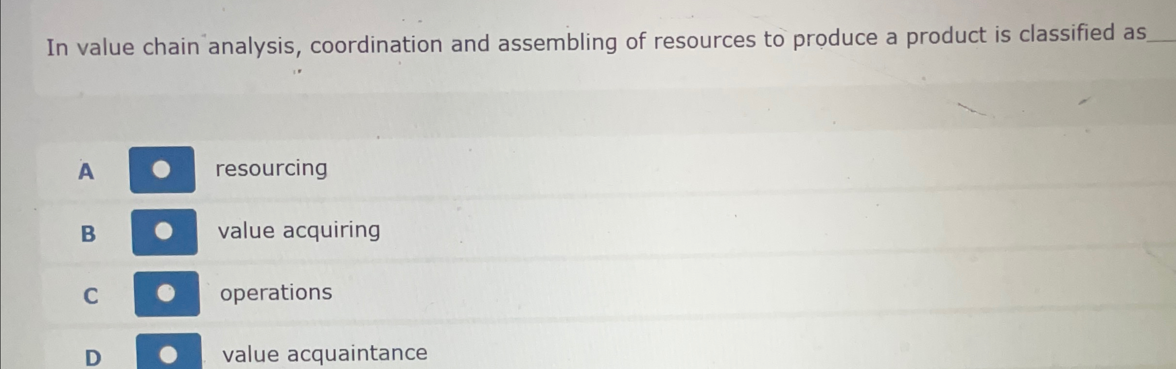 Solved In value chain analysis, coordination and assembling | Chegg.com