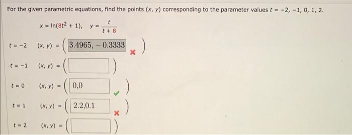 Solved For the given parametric equations, find the points | Chegg.com
