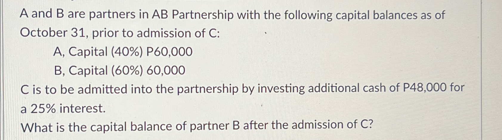 Solved A and B ﻿are partners in AB ﻿Partnership with the | Chegg.com