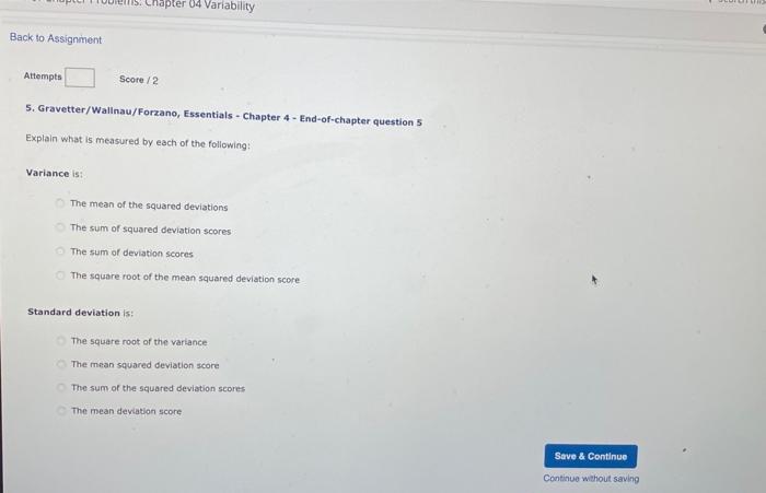 Solved 5. Gravetter/Wallnau/Forzano, Essentials - Chapter | Chegg.com