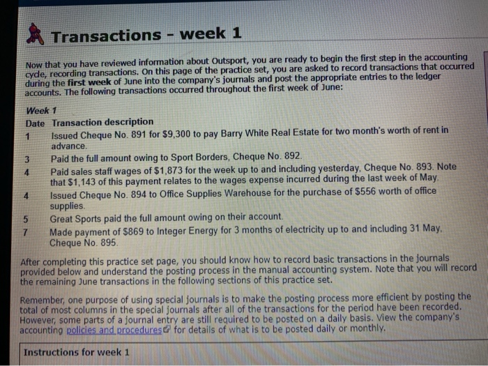 Solved A Transactions - week 1 1 Now that you have reviewed | Chegg.com