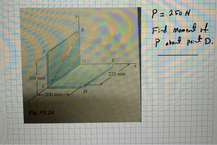 Solved P=250 N Find moment of P about point D. | Chegg.com