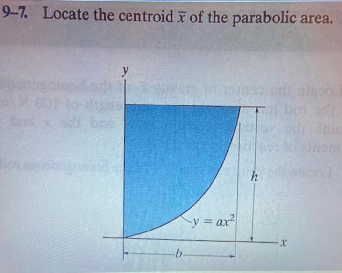 Solved 9-22. Locate the centroid y of the shaded area. y -v | Chegg.com