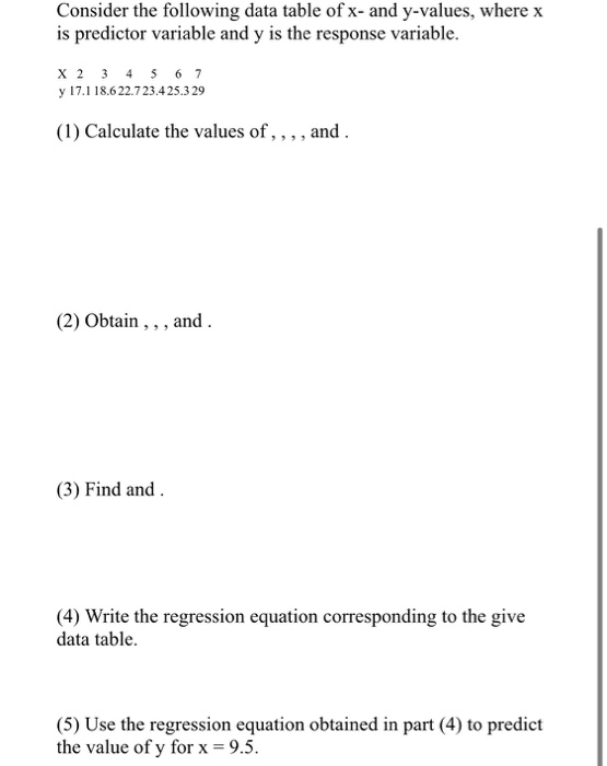 Solved Consider the following data table of x- and y-values, | Chegg.com