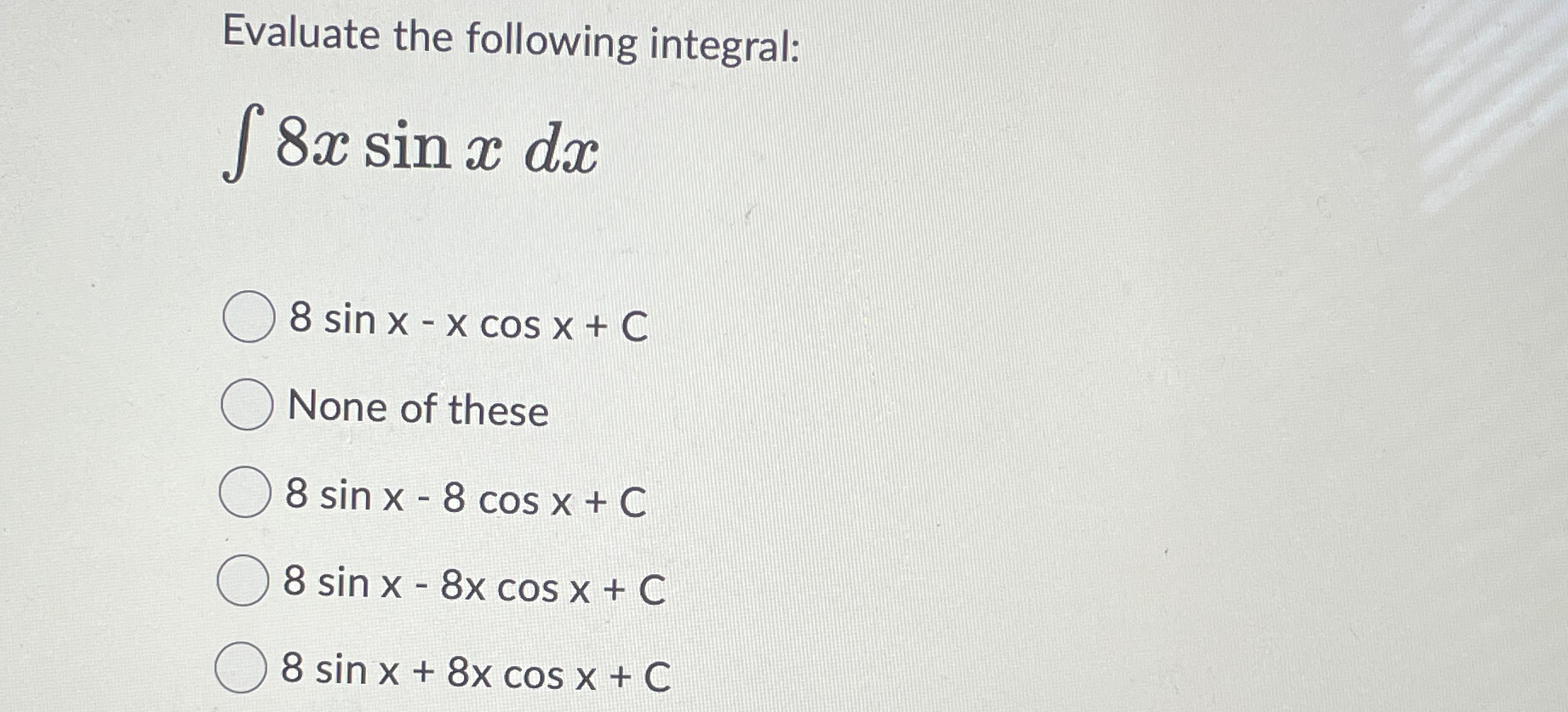 Solved Evaluate the following | Chegg.com