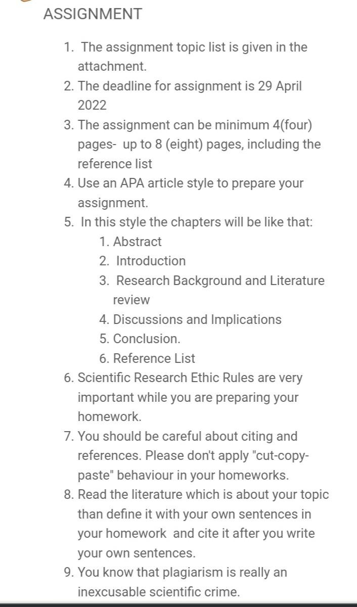 Solved ASSIGNMENT 1. The assignment topic list is given in | Chegg.com
