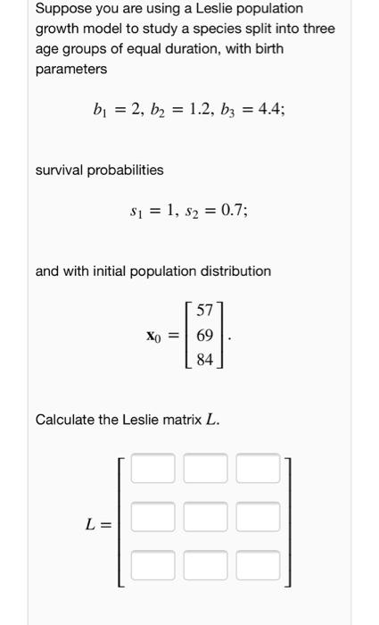 Solved Suppose you are using a Leslie population growth | Chegg.com