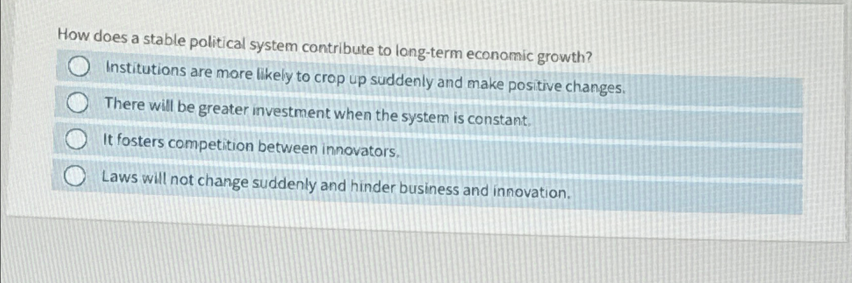 Solved How does a stable political system contribute to | Chegg.com