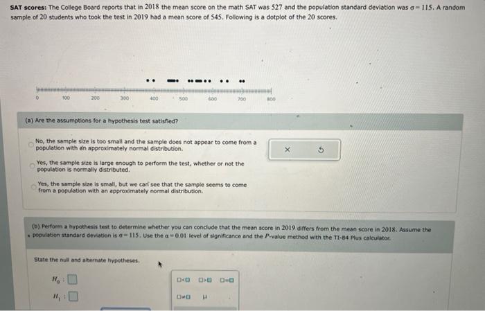 Solved SAT scores: The College Board reports that in 2018 | Chegg.com